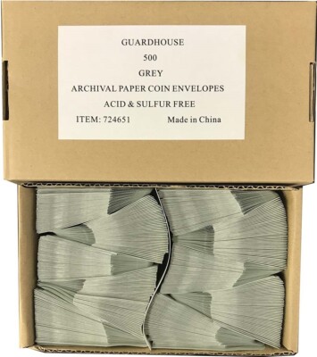 2x2 Paper Coin Envelopes Safe Archival Grey Bulk Box Of 500 Acid Free ...