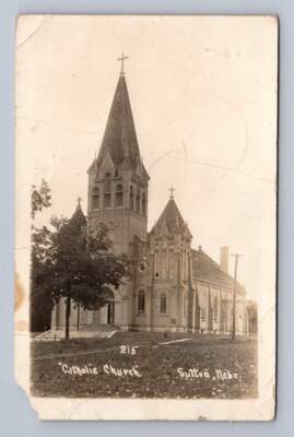 Catholic Church SUTTON Nebraska RPPC Antique Clay County Photo Postcard ...