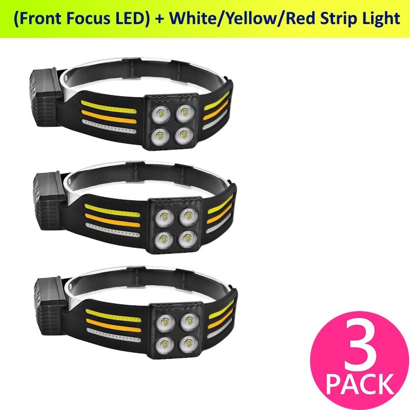 COB LED Headlamp USB Rechargeable Headlight Torch Work Light Bar Head ...