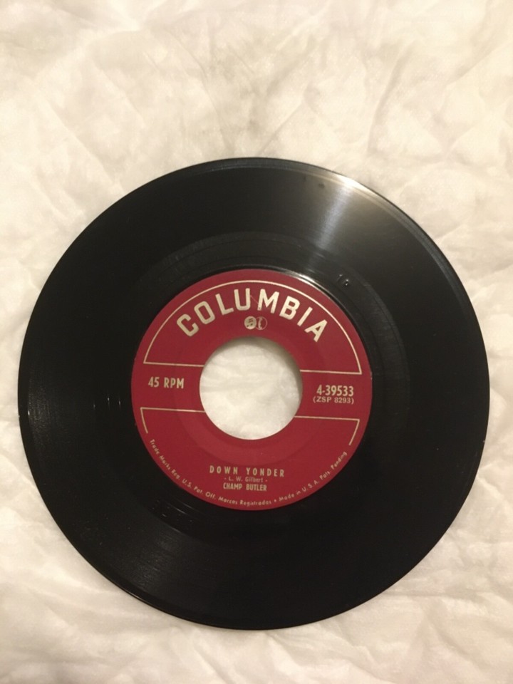 Champ Butler Way Up In North Carolina / Down Yonder Vinyl 45 Columbia ...