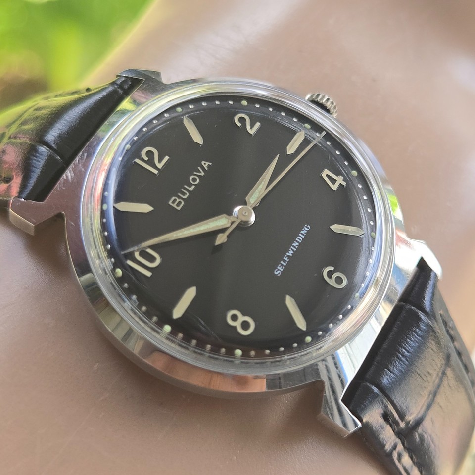 Vintage BULOVA Jet Clipper "D" men's automatic watch 11AFAC Black dial ...