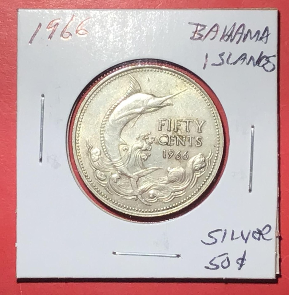 1966 Bahama Isles SILVER Half Dollar! Old Bahama Coin! | eBay