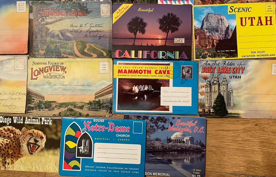 35 different vintage SOUVENIR POSTCARD FOLD-0UT VIEW FOLDERS 600 ...