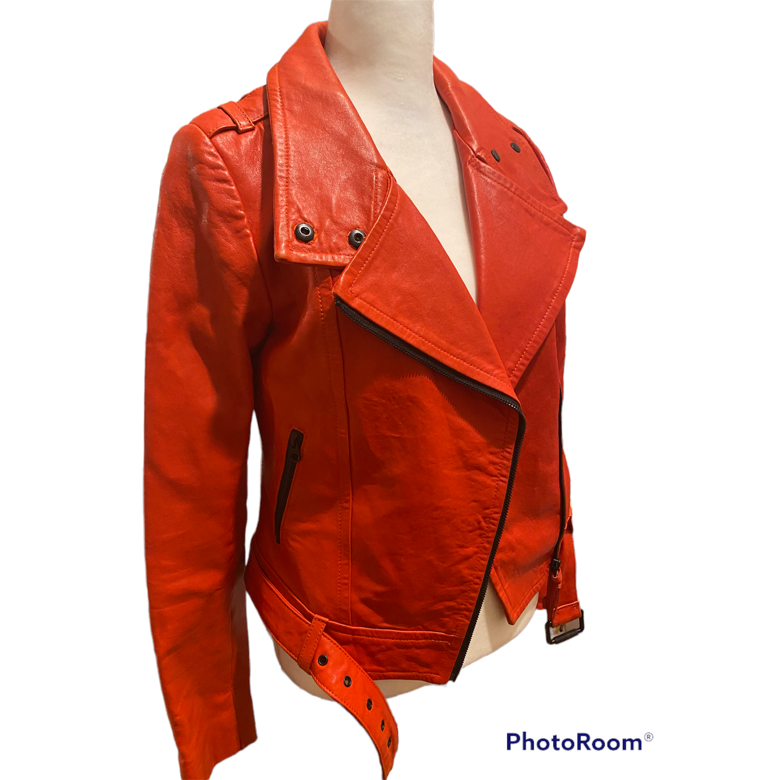 Mackage Hania Red Leather Moto Jacket XS | eBay