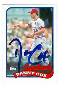 Danny Cox autographed baseball card (St. Louis Cardinals) 1989 Topps ...