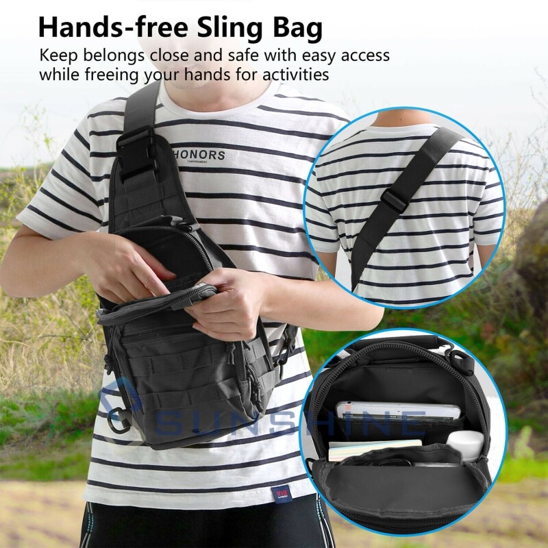 Men's Military Canvas Chest Satchel School 11x9x7" Laptop Shoulder ...