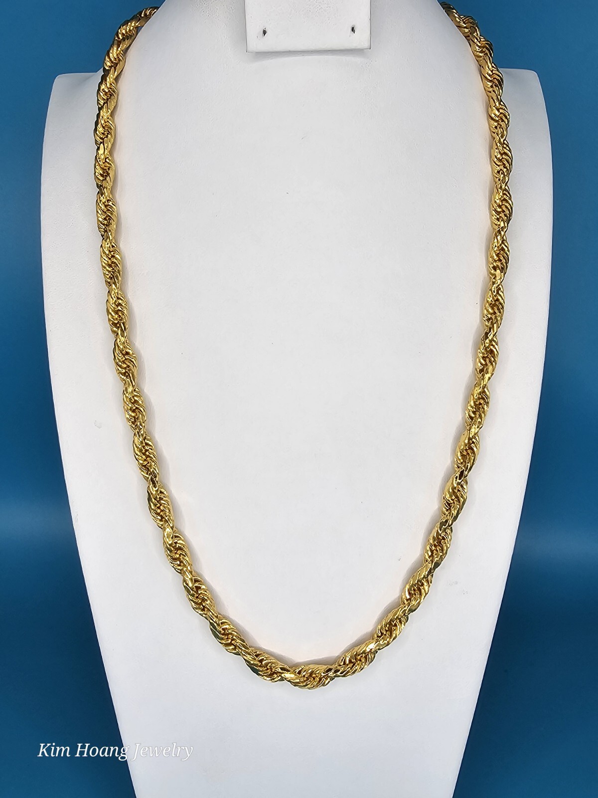 9999 Solid 24K Gold Rope Necklace 24" 149.7 Grams Custom Handmade Chain ...