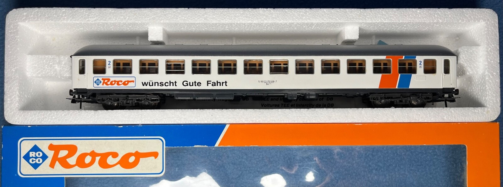 Roco 44390-457; H0, 1:87; Schnellzugwagen der DB "Roco wünscht gute ...