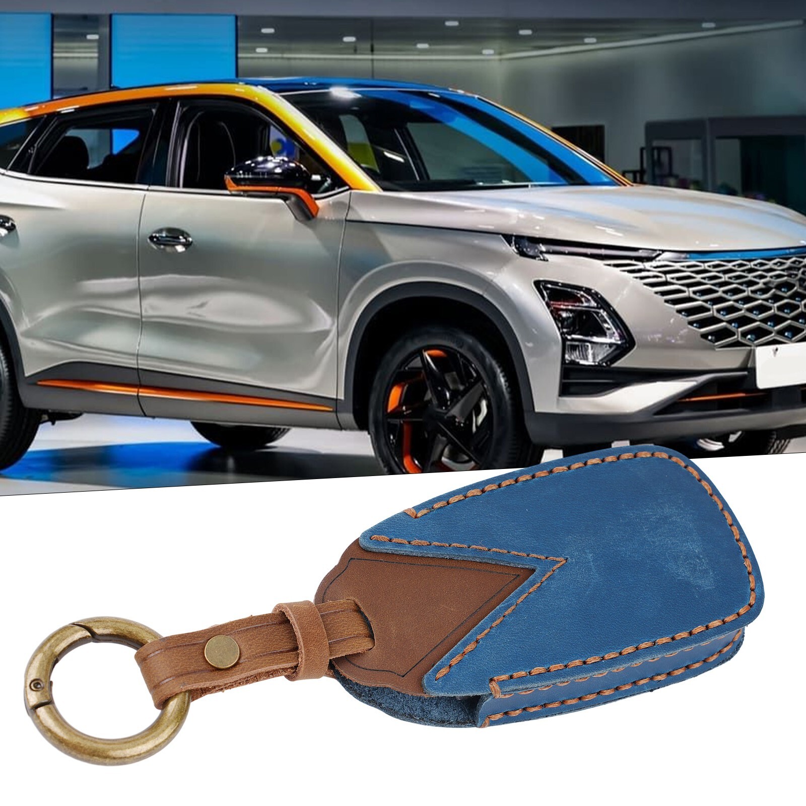 Blue Leather Remote Key Fob Case for Chery Omoda 5 Anti Drop Protection ...
