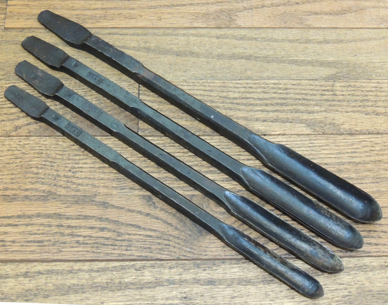 EARLY I L & S HAND FORGED FLAT TANG SPOON BIT LOT-BLACKSMITH MADE ...