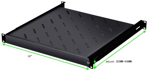 Fixed Network Server Shelf Cabinet 1U 19" 4 Post Rack Mount Adjustable ...