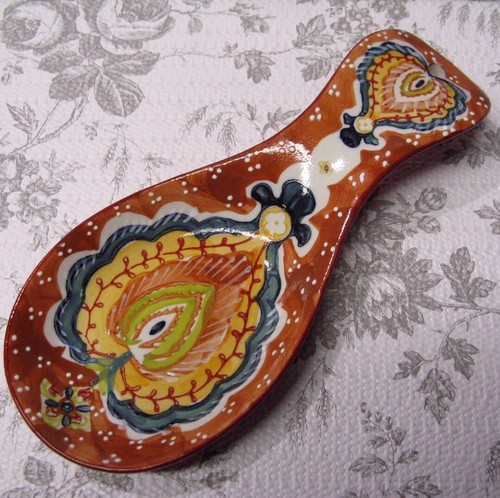 Anthropologie Hand Painted Spoon Rest Holder Paisley Boho Hanging ...