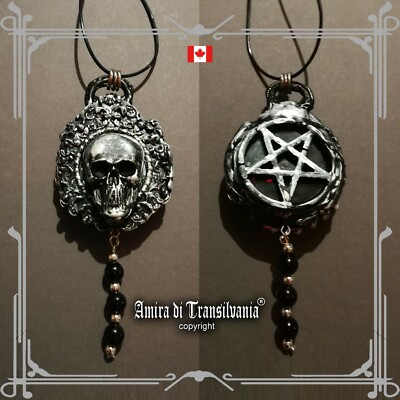 Skull Bones Jewelry Skeleton Talisman Amulet Woman Pendant Pentagram ...