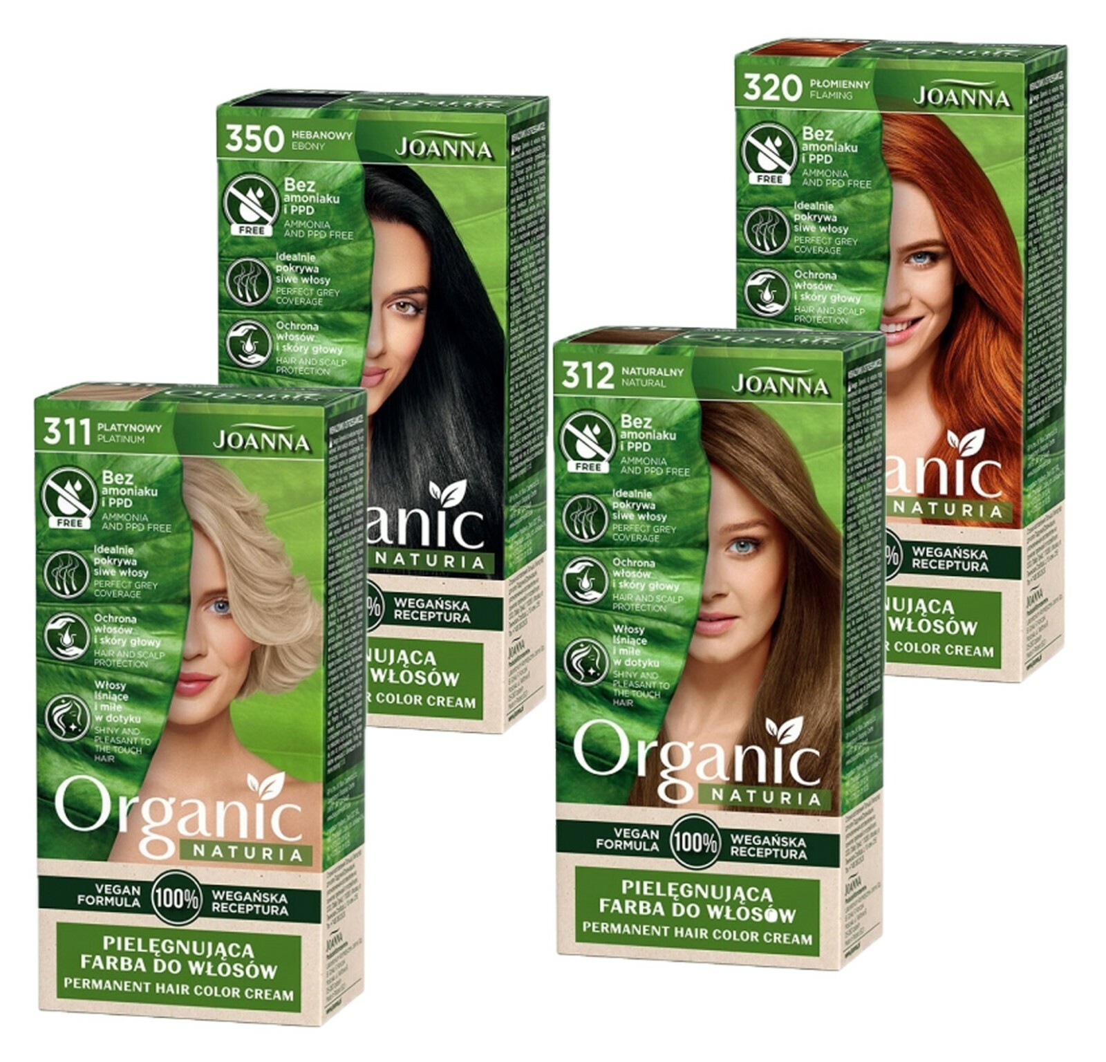 Joanna Naturia Organic Permanent Color Cream Cover Grey Hair Dye Colour ...