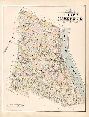 1891 LOWER MAKEFIELD, BUCKS COUNTY, PA, EDGEWOOD & YARDLEY P.O., COPY ...