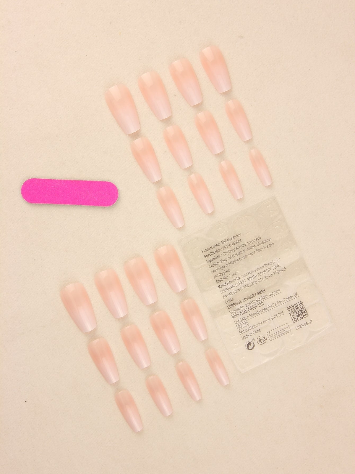 24pcs/set Short Coffin Shaped White Gradual Color Finger Nail Tips Kit ...