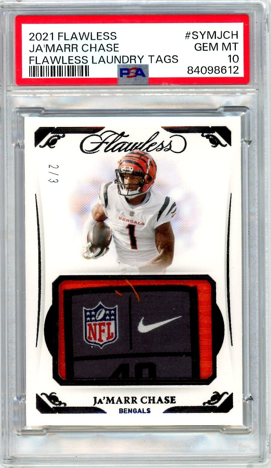2021 Panini Flawless JA'MARR CHASE RC 2/3 NFL SHIELD LAUNDRY TAG PSA 10 ...