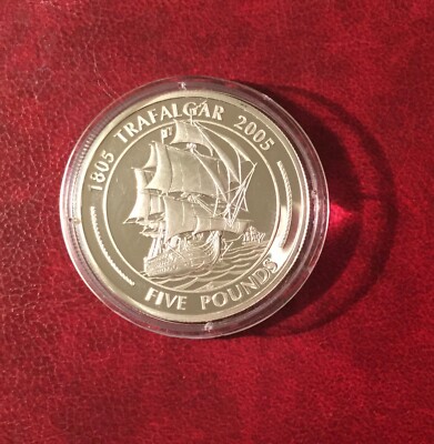 HMS VICTORY 2005 SILVER PROOF £5 COIN - NELSON BATTLE of TRAFALGAR ...