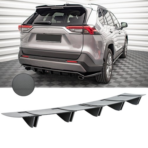 Carbon Fiber Rear Bumper Lip Diffuser 5 Shark Fins Spoiler Wing For ...