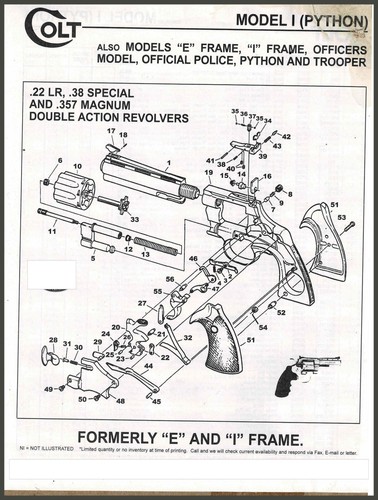 1999 COLT Model I Python Revolver 4-page Schematic Parts List | eBay