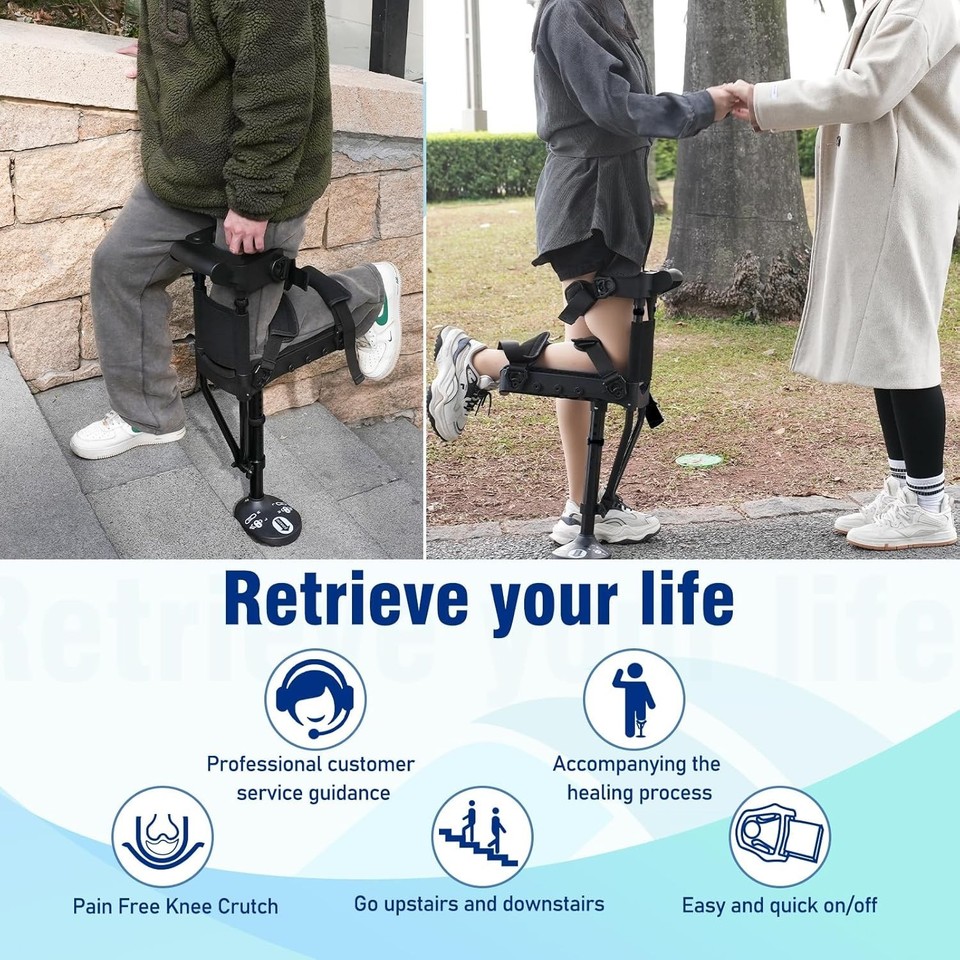 Threemart Hands Free Crutch, Stable and Comfortable Peg Leg Crutch Knee Crutches | eBay