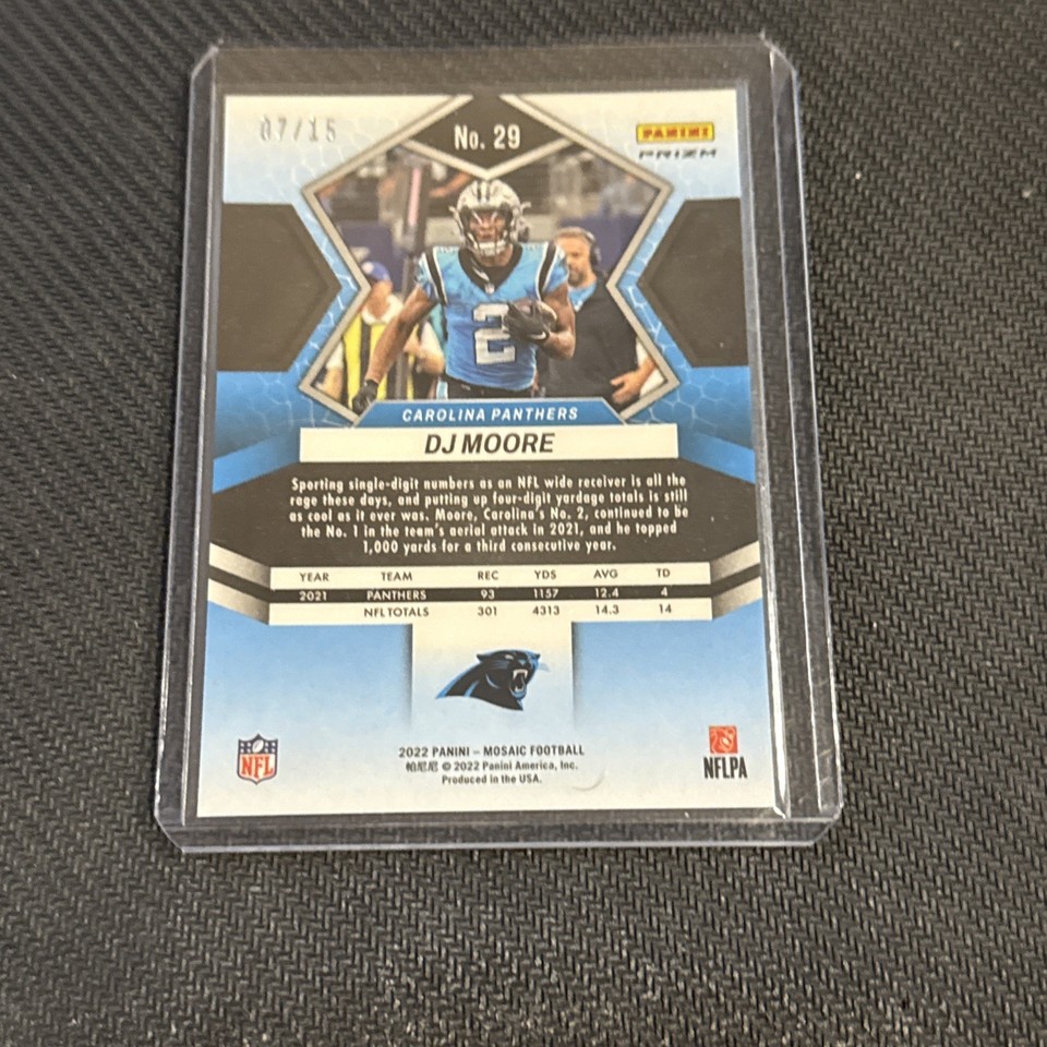 2022 Panini Mosaic DJ Moore Panthers #29 Blue Fluorescent #7/15 SSP ...