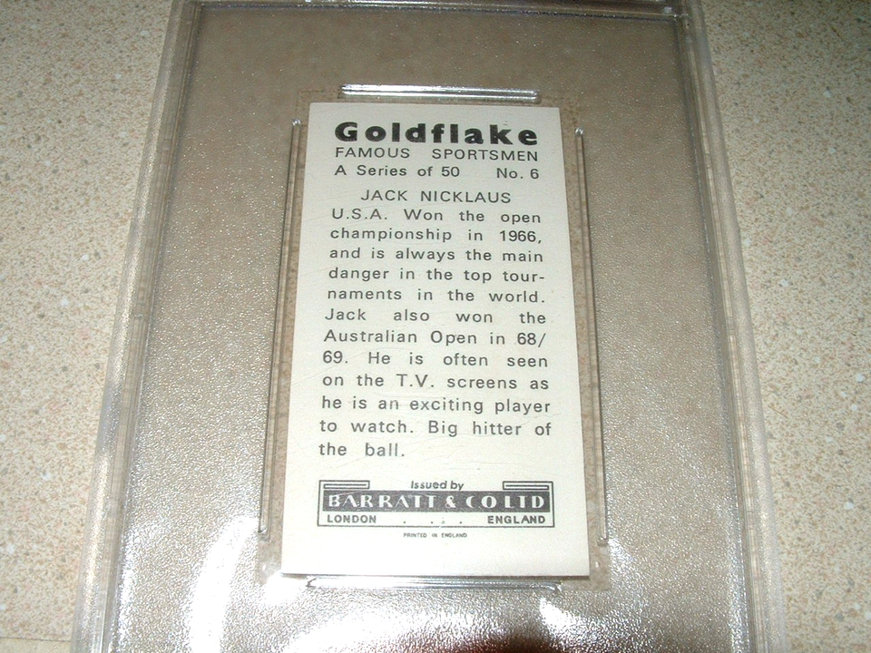 1971 BARRATT & CO LTD JACK NICKLAUS FAMOUS SPORTSMEN TRUE ROOKIE CARD ...