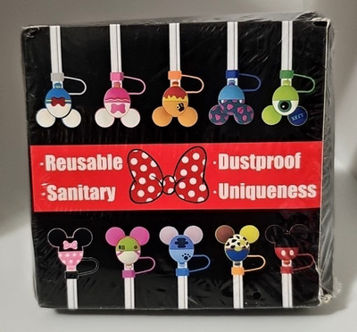 10 Disney Balloon Head Silicone Straw Toppers Mickey Minnie Mouse ...