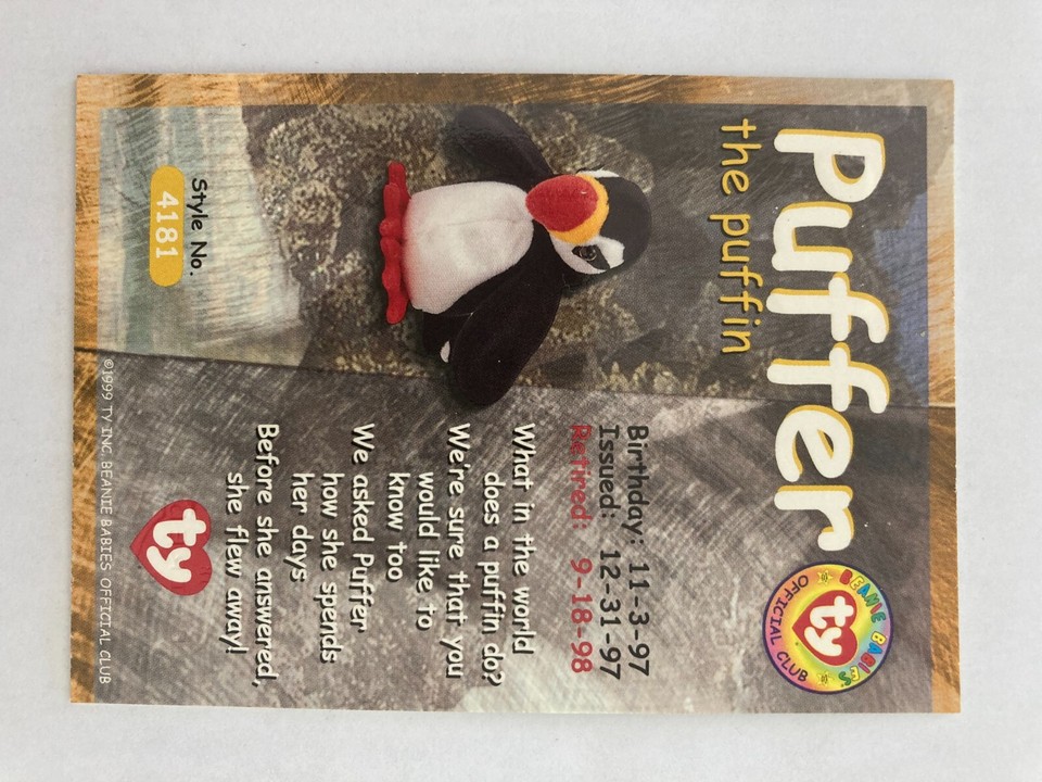 TY Beanie Babies BBOC Card - Series 2 Retired (GREEN) - Snort The Bull ...