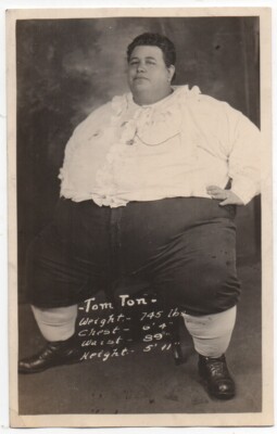 1915 RPPC Postcard of Circus Fat Man Tom Ton who Weighed 745 Pounds | eBay