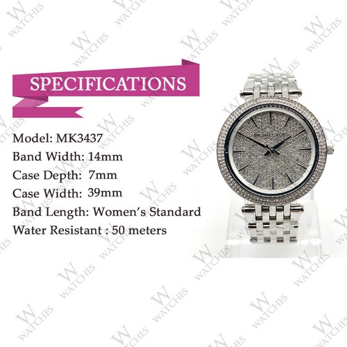 New Michael Kors MK3437 Darci Silver Pave Crystal Stainless Steel ...