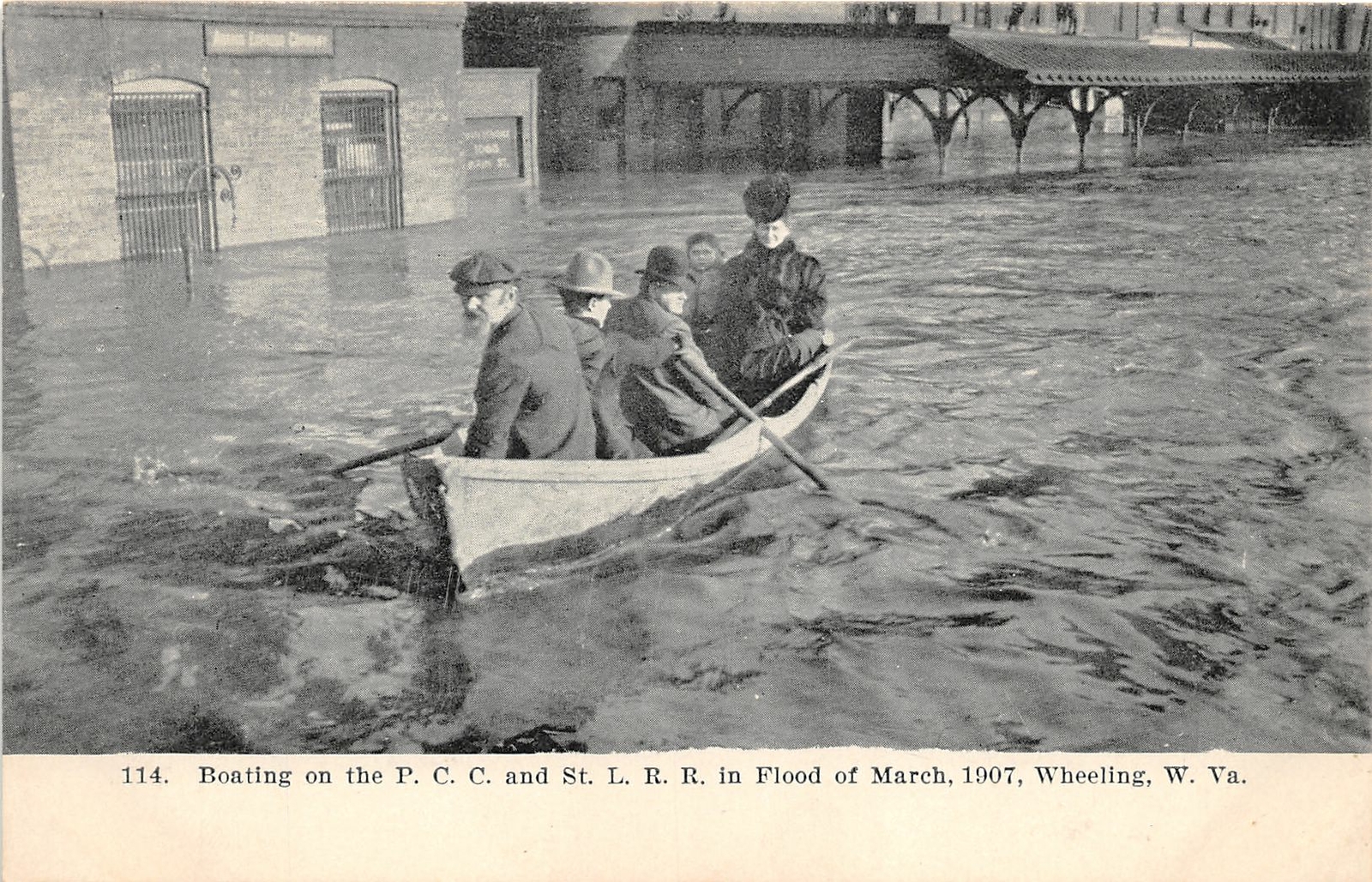 J2/ Wheeling West Virginia Postcard c1907 Flood Disaster Boating ...