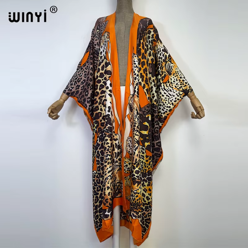 Leopard Kimono Print Beach Wear Swim Suit Elegant Africa Women Boho ...