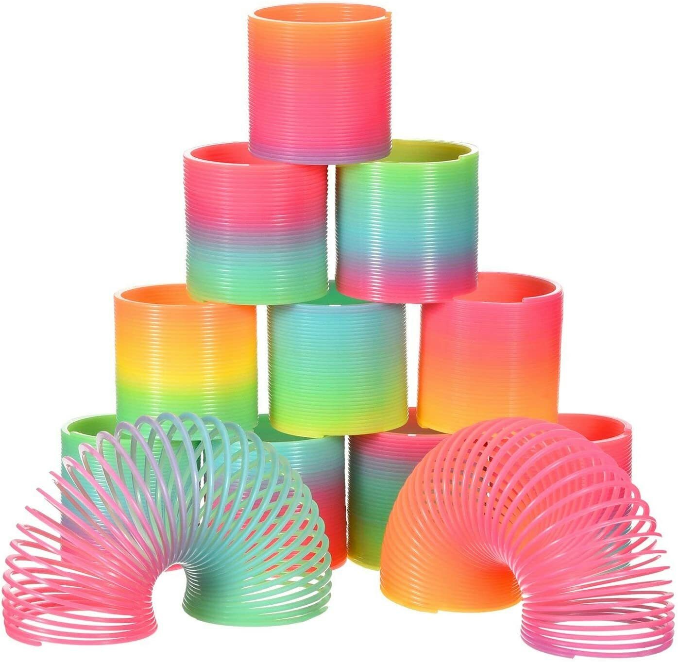 6 Mini Rainbow Neon Colours Plastic Magic Spring Slinky Slinkie ...