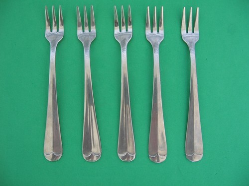 Set of 5 cocktail seafood forks Lifetime HOAN Korea stainless center ...