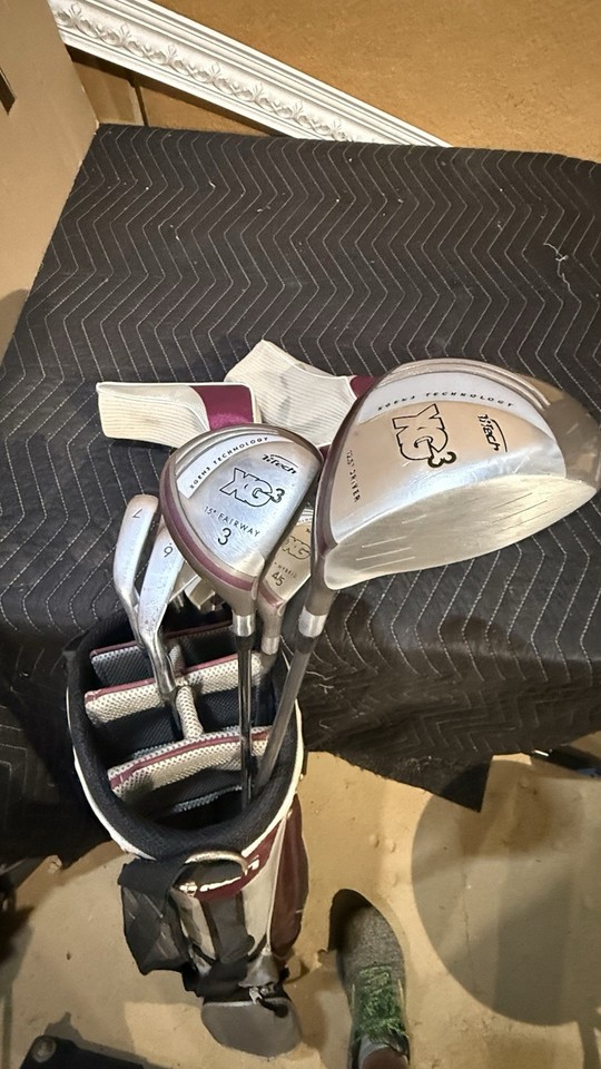 Polished TiTech XG3 Golf Club Set Driver Woods Hybrid Irons Putter Bag ...