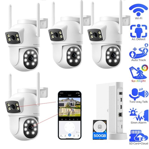 4MP Wifi Security Camera Dual Lens 1-5X Zoom Outdoor PTZ IP Night ...