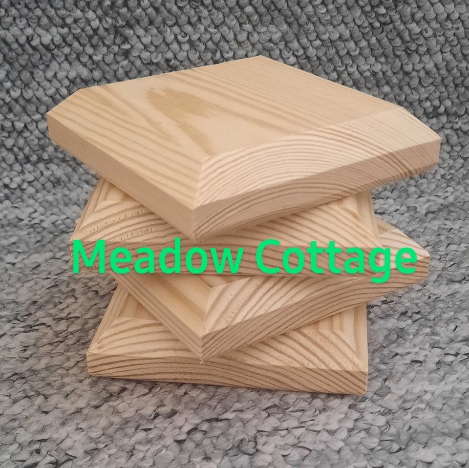 10 x Fence Post Caps 4"x 4" (95mm x 95mm) To Suit 3” Posts. Wood Stain ...