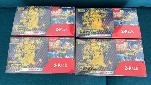Lot of 4 Pokémon Surging Sparks Elite Trainer Box/Booster Bundle Costco ...