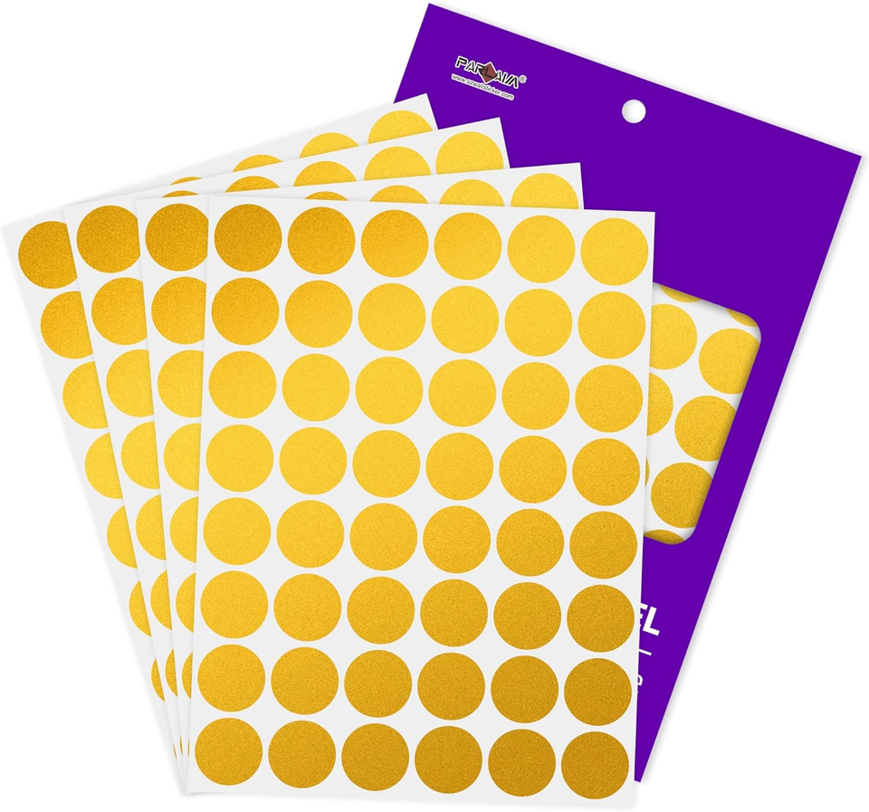 1 Inch round Gold Dot Sticker,720Pcs Permanent Adhesive Color Code ...
