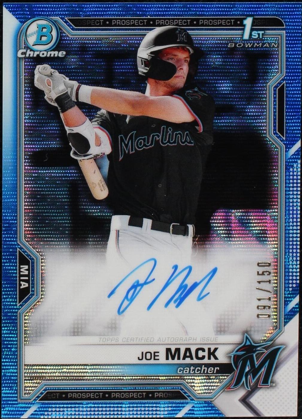 2021 Bowman Draft - Chrome Draft Pick Autographs Joe Mack #CDA-JMA Blue ...