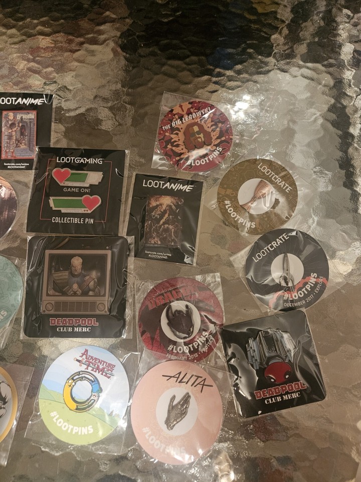 Loot Crate 17 varies pins Deadpool Gaming Anime Dude Lot of 17 SEALED ...