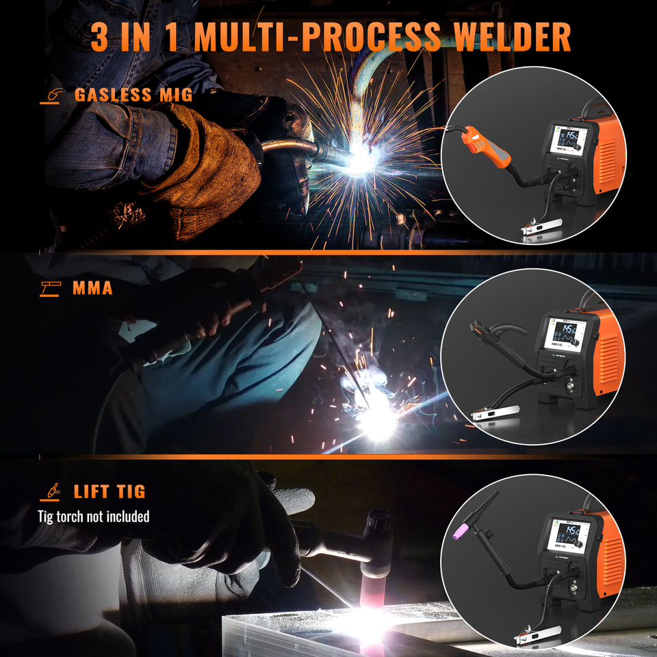 Update 3 in1 MIG Welder Rotating Screen MMA Lift TIG Gasless MIG ...