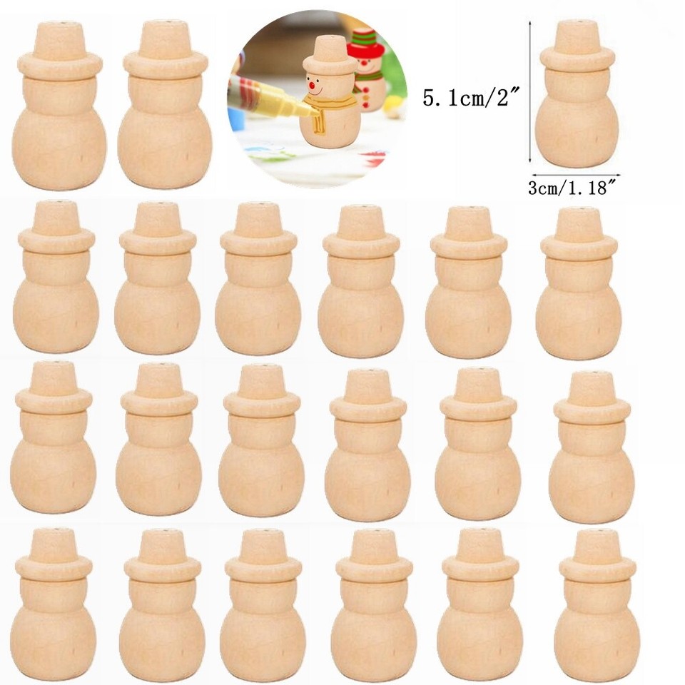 10 /20pcs Wood Peg Doll Tree Wooden Peg People Snowman Nesting Kid DIY ...