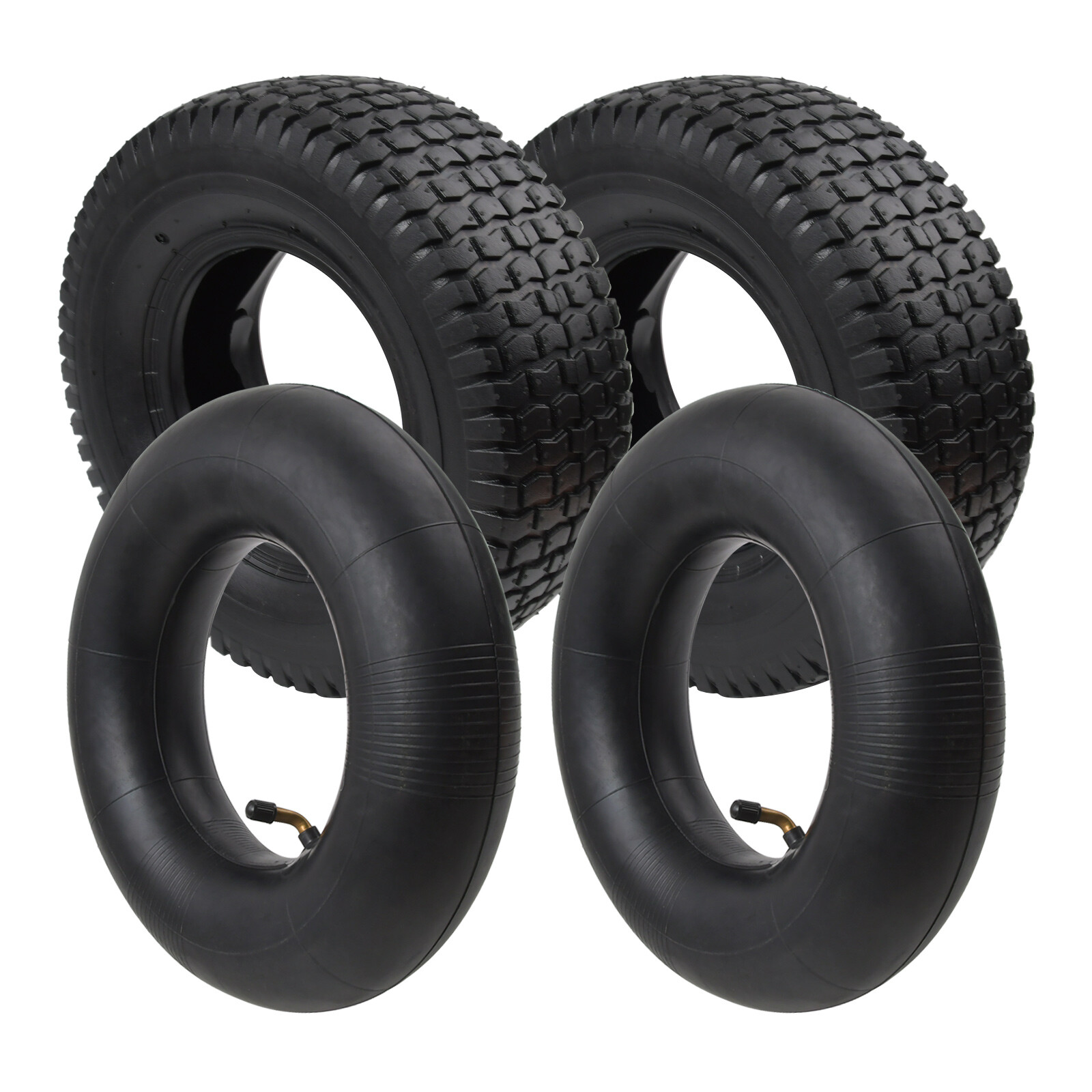 2x Reifen Mantel Schlauch 13x5.00-6 Winkelventil für