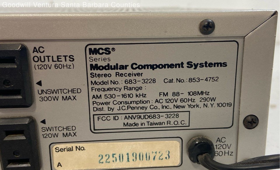 MCS JC Penney's Receiver 683-3228 | eBay