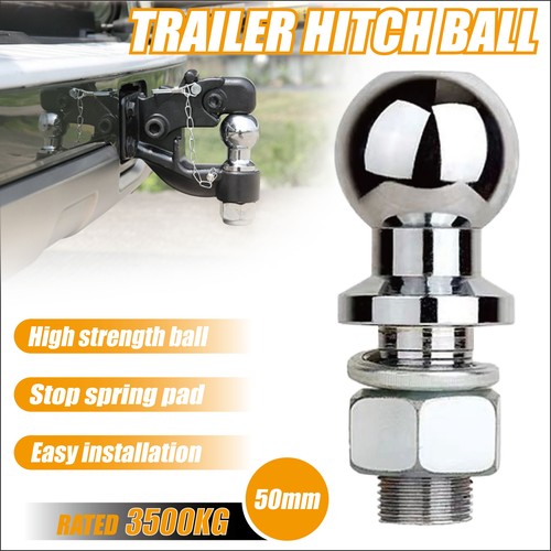 Trailer Towing Tow Ball 50mm towball Chrome 3500kg 7/8" Shank Long Car ...
