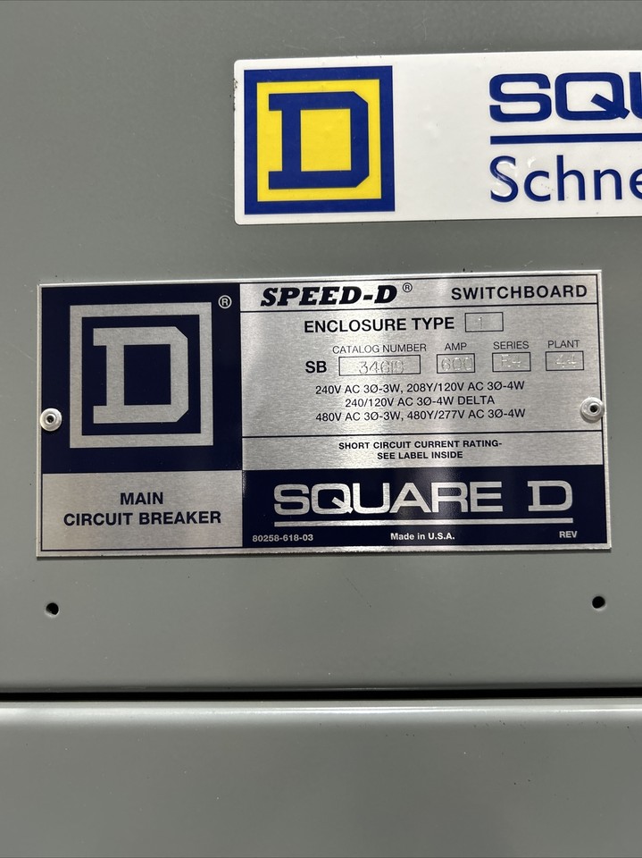 600 Amp Meter Main Square D Nema 1 Indoor 3PH 4W W Distribution/ Pull ...
