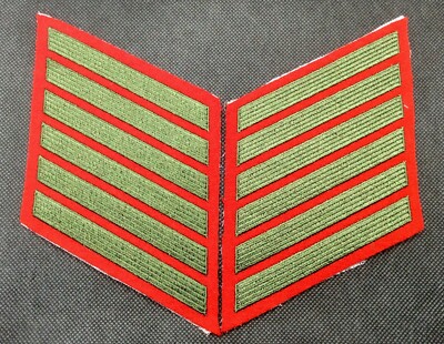 USMC Genuine Embroidered 6 Bars Olive/Scarlet Hash Mark-24 Service Yrs ...