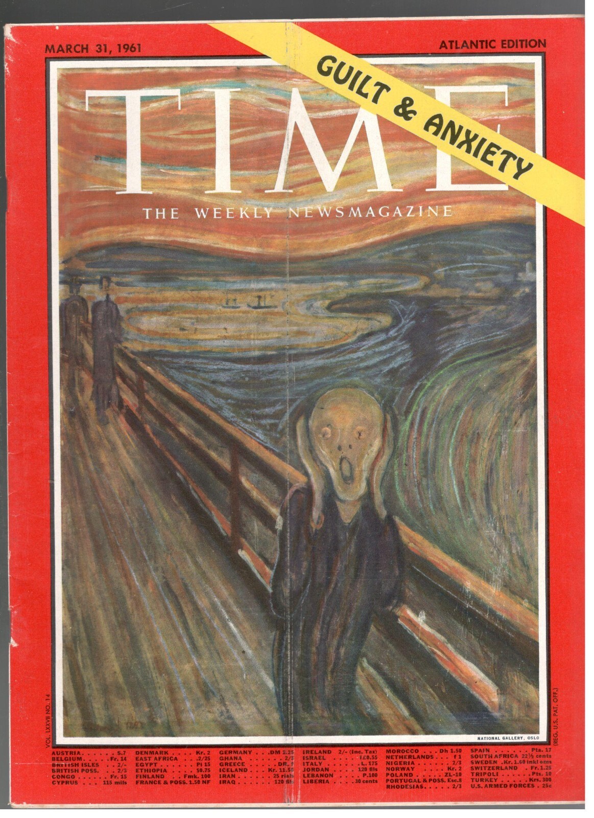 The Scream Painter Edvard Munch - Guilt Anxiety Time Magazine 1961 ...